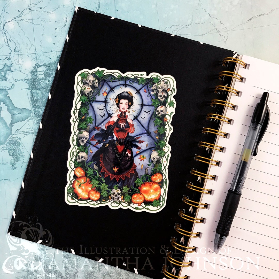 Black Widow Vampire Vinyl Sticker: Gothic Halloween Art - Etsy