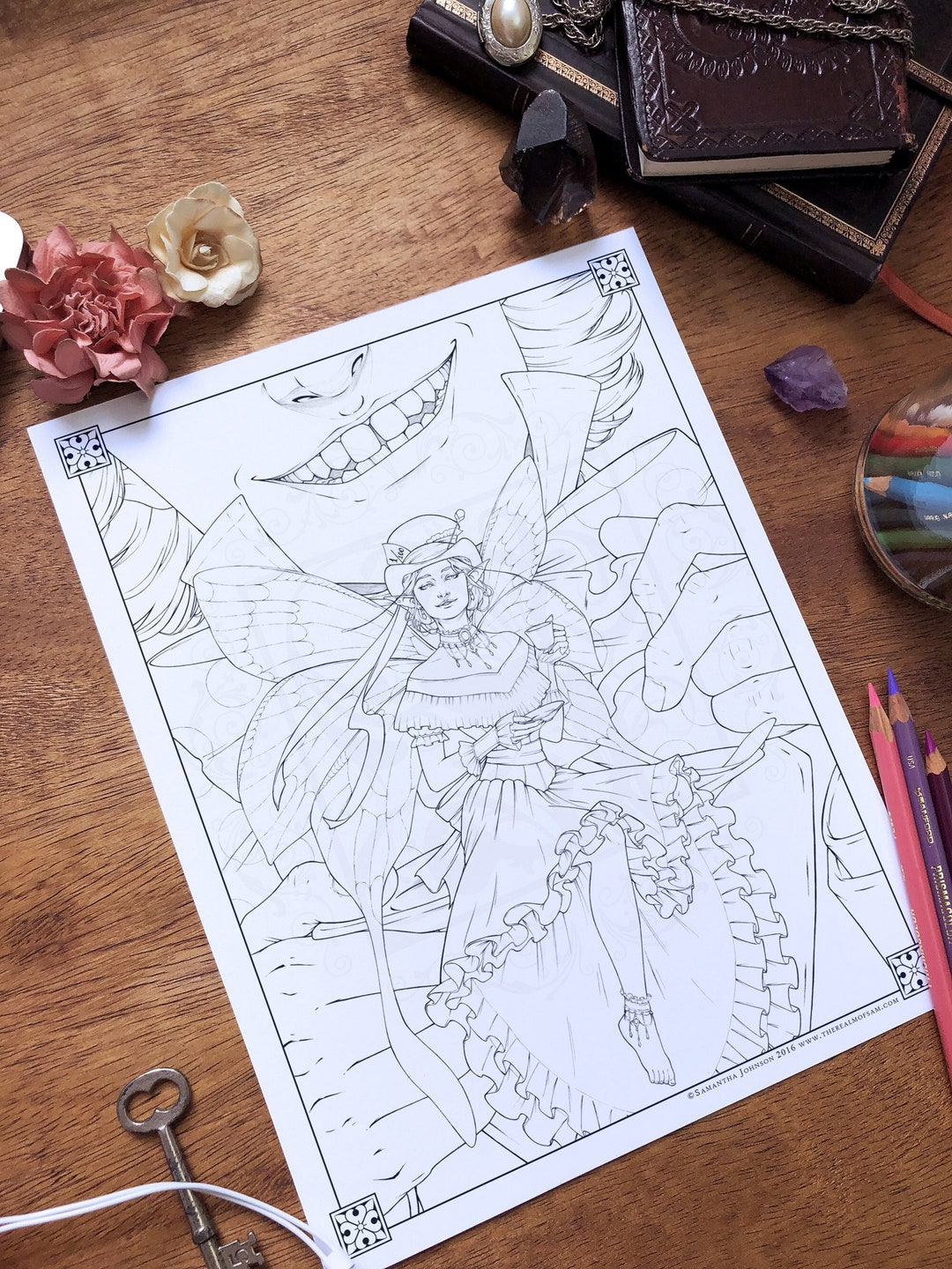 Wonderland Tea Fairy Coloring Page: Mad Hatter Printable (PDF) - Etsy