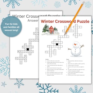 Winter Crossword Puzzle Printable Worksheet Game for Kids, Adults ...