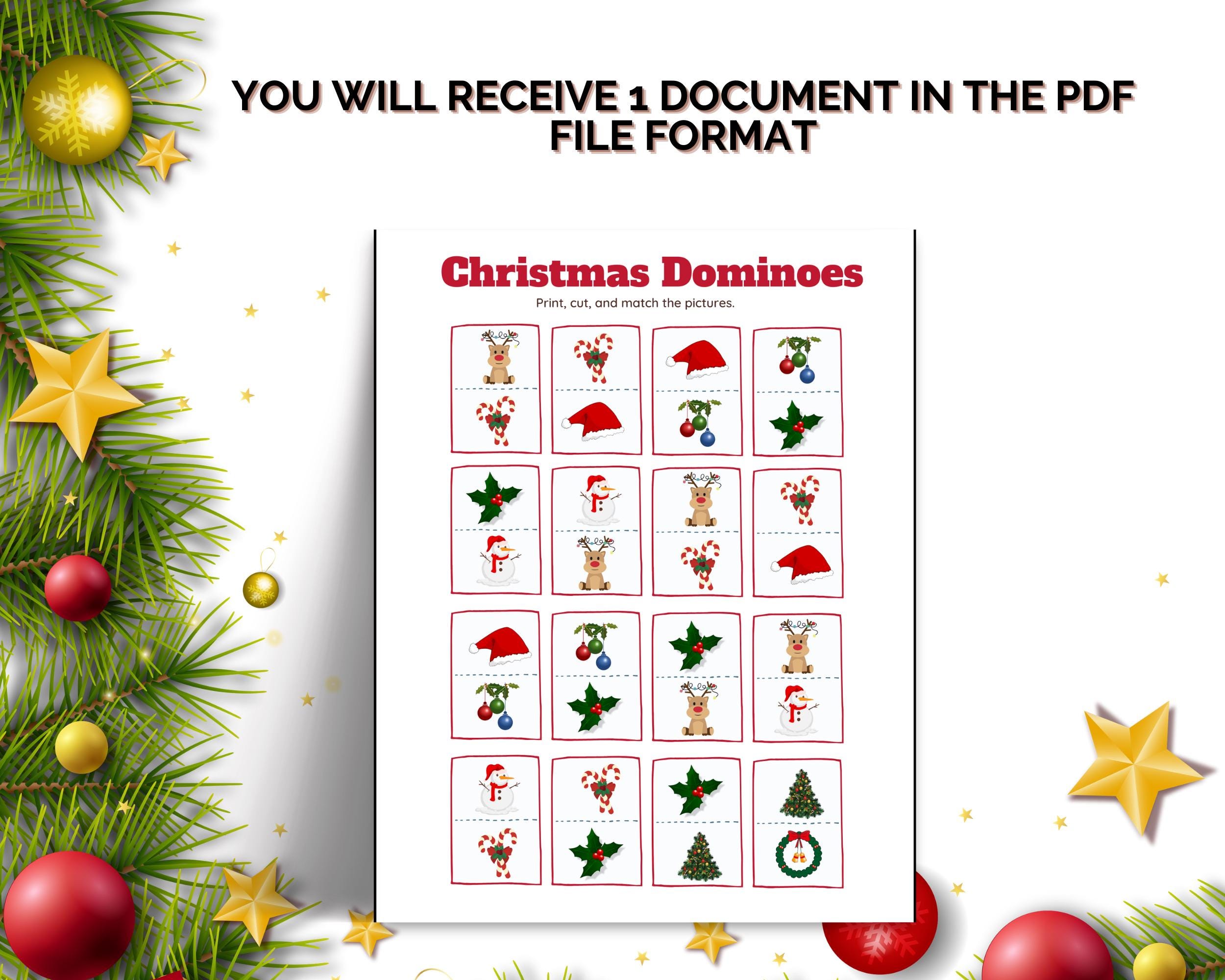 Christmas Dominoes, Printable Game for Kids, Adults, and Seniors ...
