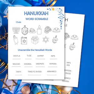 Hanukkah Word Scramble Printable Worksheet Game, Kids, Adults, and ...
