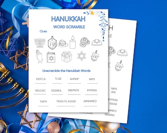 Hanukkah Games Word Scramble, Printable Chanukah Games for Kids, Adults ...