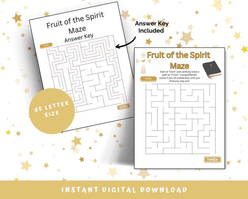 Fruit of the Spirit Maze Printable Worksheet for Kids, Adults, and ...