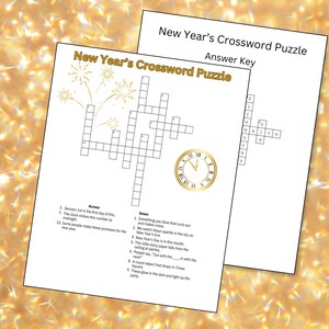 New Year's Crossword Puzzle Printable Worksheet for Kids, Adults, and ...