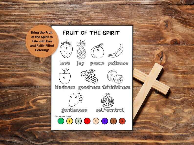 Fruit of the Spirit Color-by-number, Printable Activity Worksheet for ...