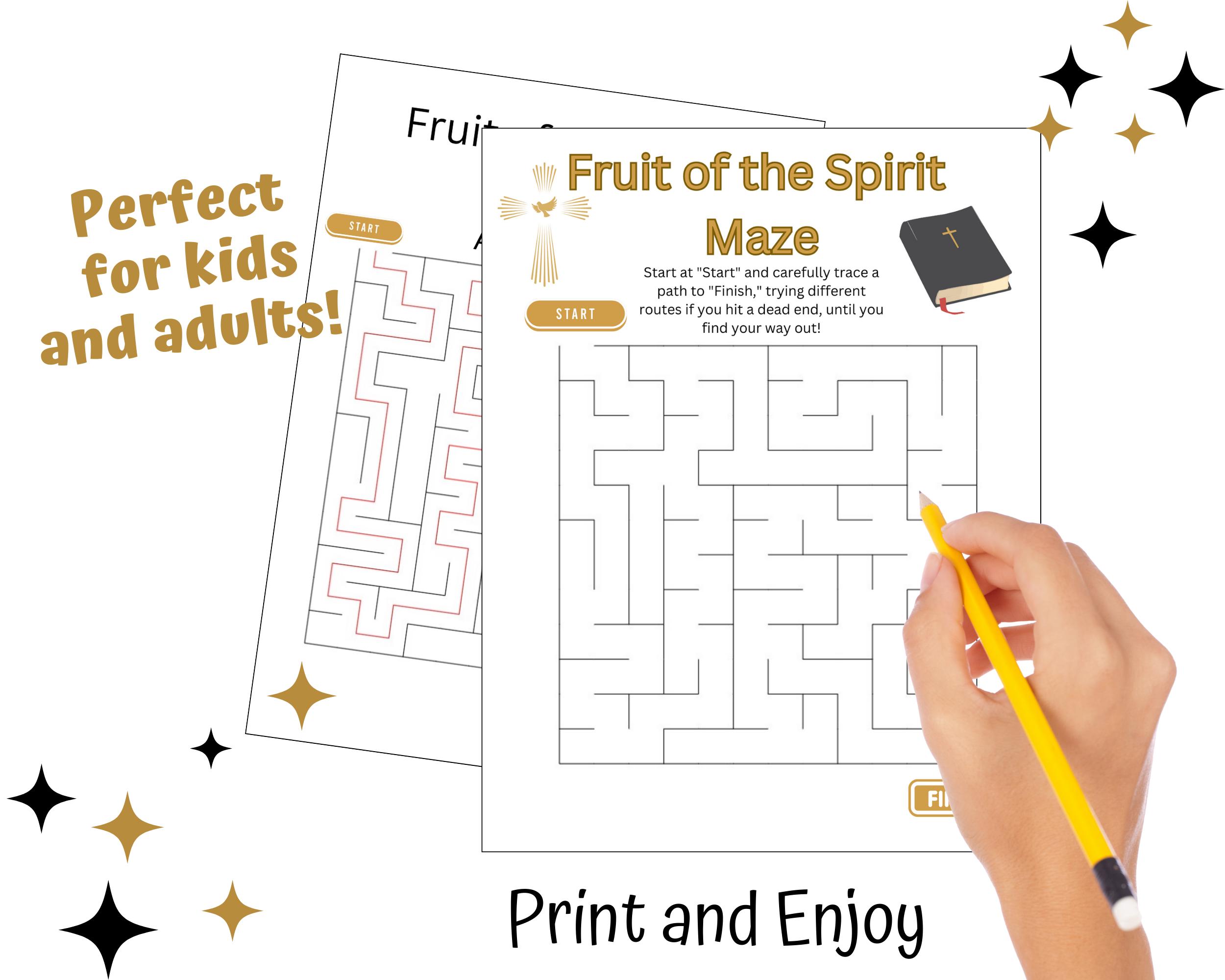 Fruit of the Spirit Maze Printable Worksheet for Kids, Adults, and ...
