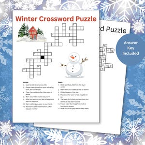 Winter Crossword Puzzle Printable Worksheet Game for Kids, Adults ...