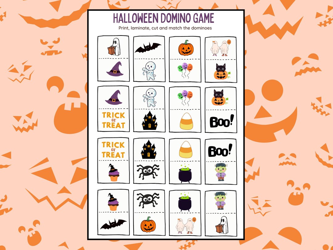 Halloween Dominoes, Printable Game for Kids, Adults, and Seniors ...