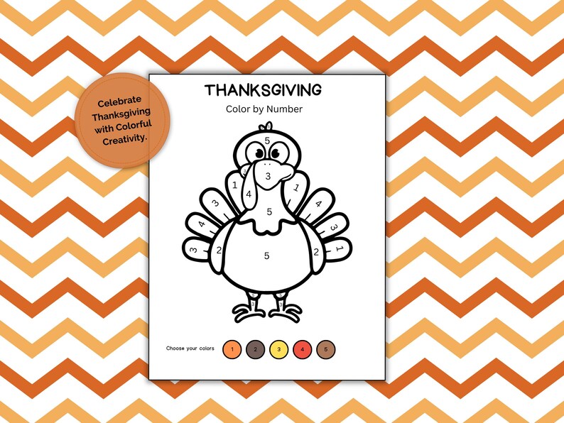 Thanksgiving Color-by-number Printable Worksheet for Kids, Adults, and ...