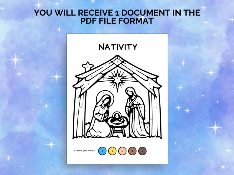 Nativity Color-by-number Worksheet, Printable Birth of Jesus for Kids ...