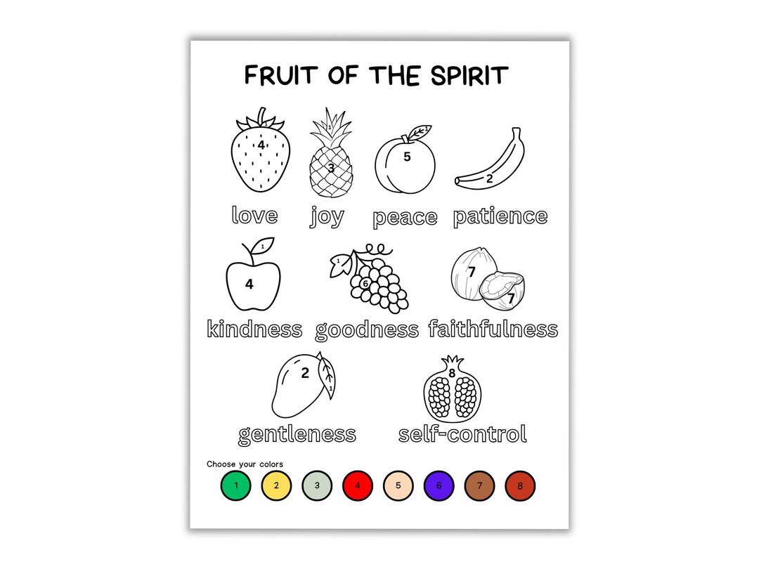 Fruit of the Spirit Color-by-number, Printable Activity Worksheet for ...