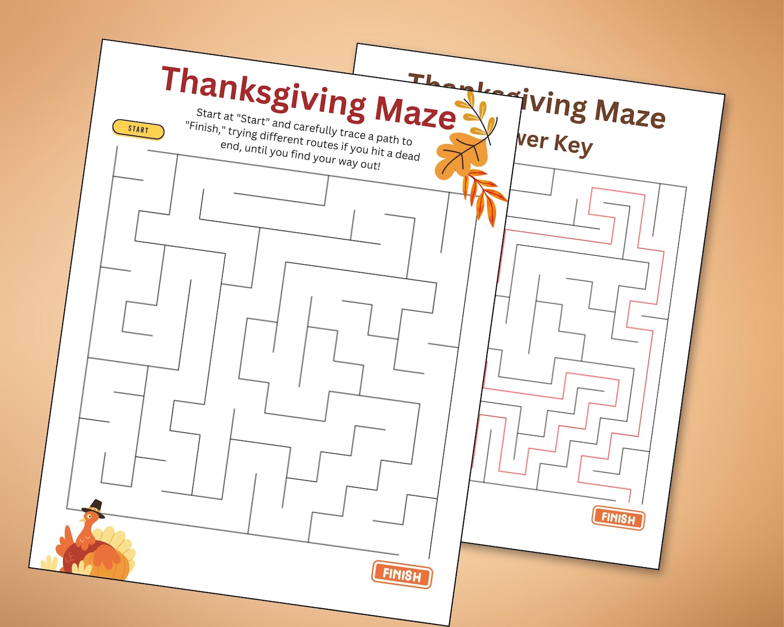 Thanksgiving Maze Printable Game Worksheet for Kids, Adults, and ...