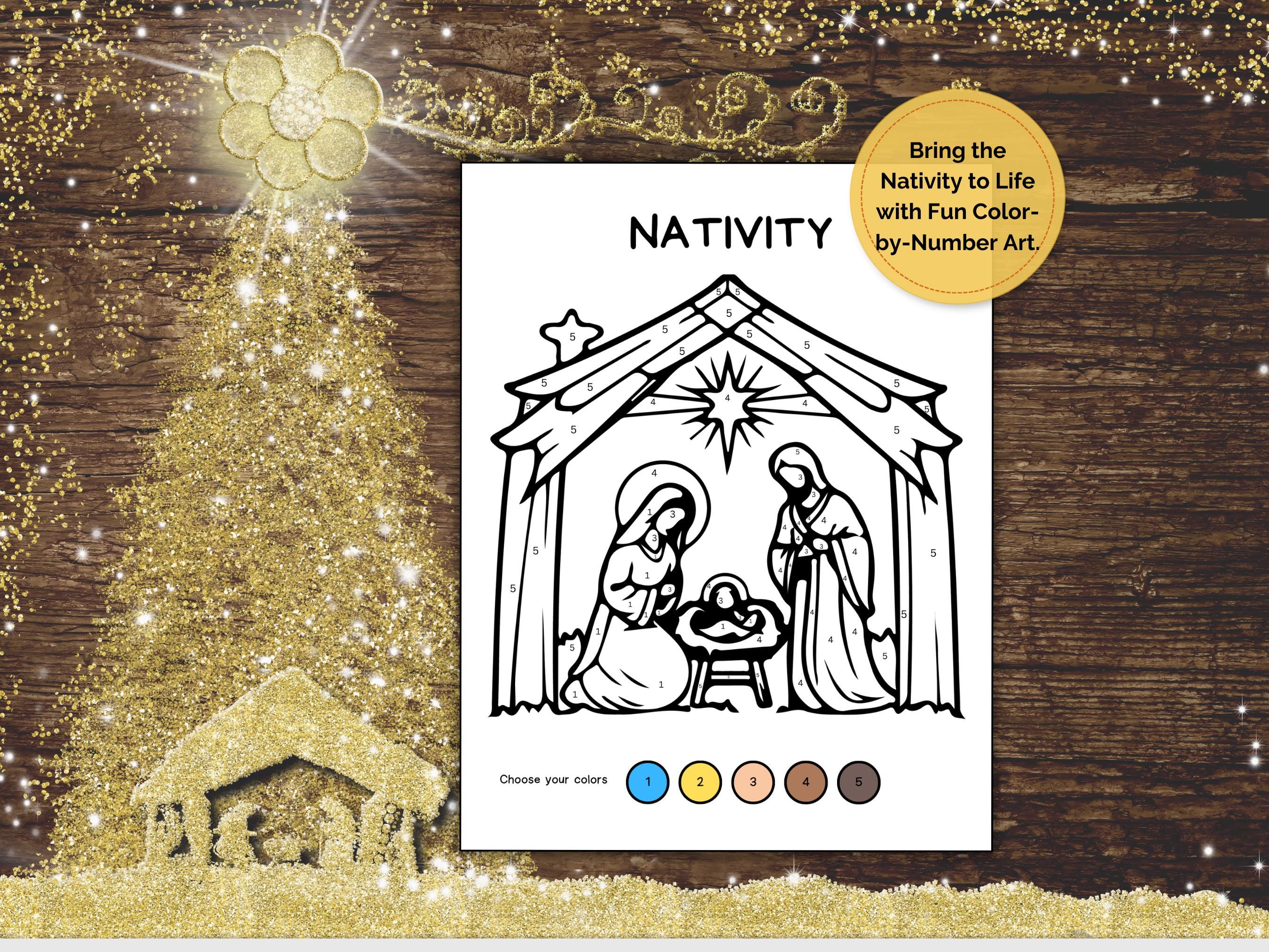 Nativity Color-by-number Worksheet, Printable Birth of Jesus for Kids ...
