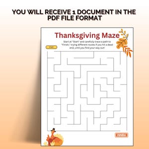 Thanksgiving Maze Printable Game Worksheet for Kids, Adults, and ...