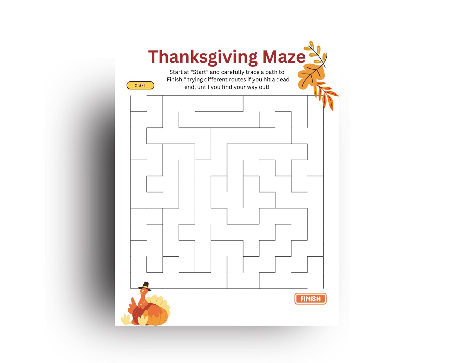 Thanksgiving Maze Printable Game Worksheet for Kids, Adults, and ...