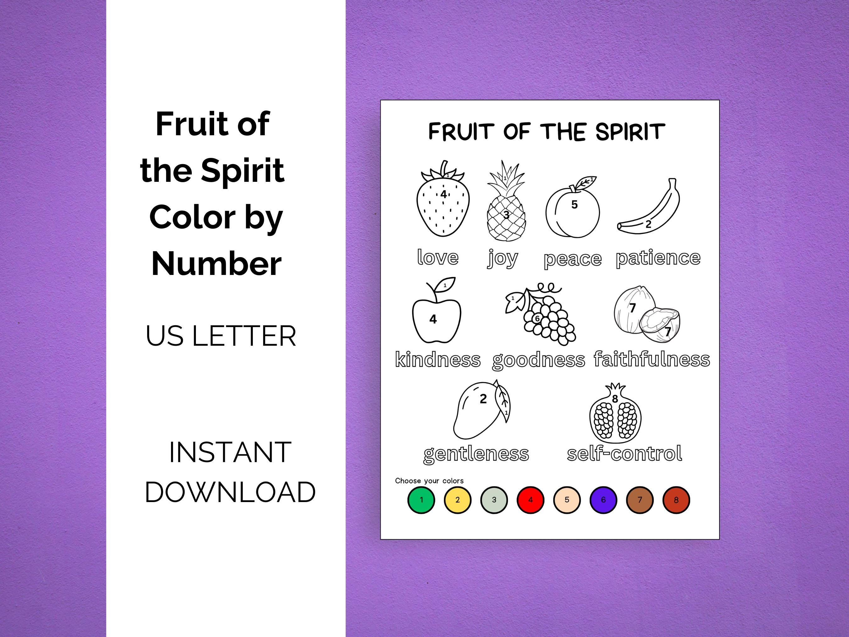 Fruit of the Spirit Color-by-number, Printable Activity Worksheet for ...