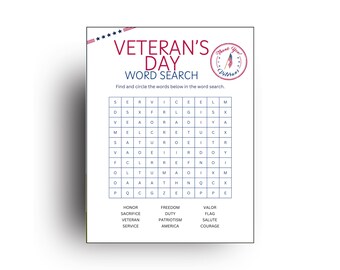 Veteran's Day Word Search - Etsy