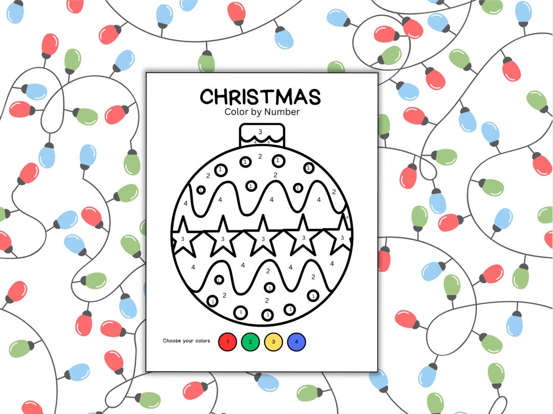Christmas Color-by-number Printable Activity Worksheet for Kids, Adults ...