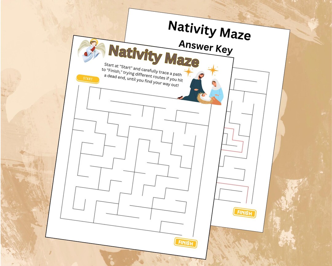Nativity Maze Printable Worksheet Game for Kids, Adults, and Seniors ...