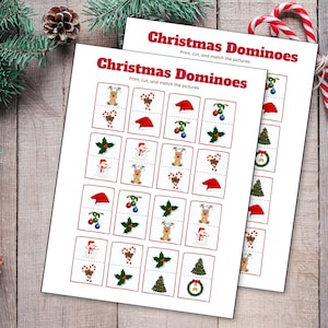Christmas Dominoes, Printable Game for Kids, Adults, and Seniors ...