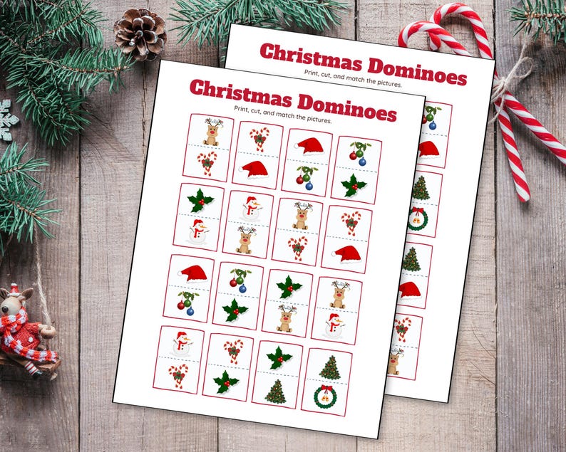 Christmas Dominoes, Printable Game for Kids, Adults, and Seniors ...