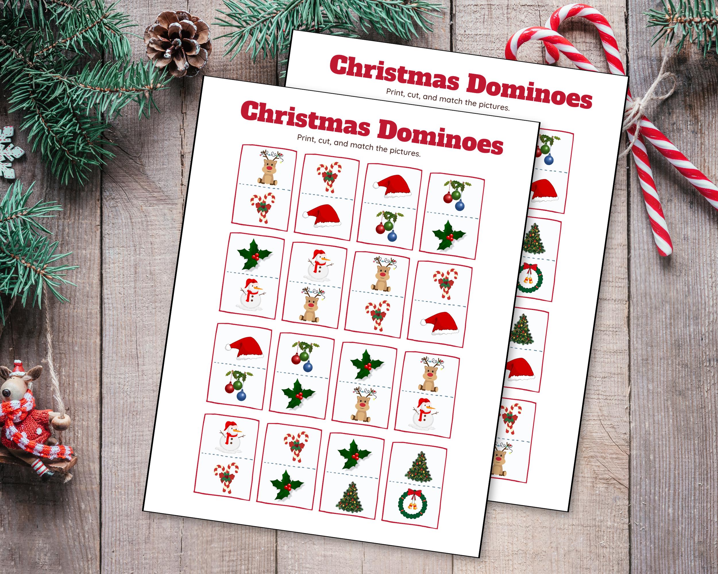 Christmas Dominoes, Printable Game for Kids, Adults, and Seniors ...