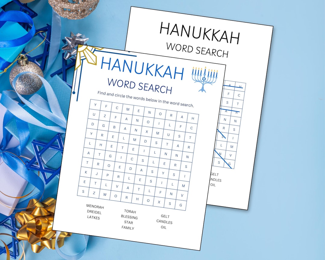 Hanukkah Word Search Printable Worksheet Hanukkah Games - Etsy