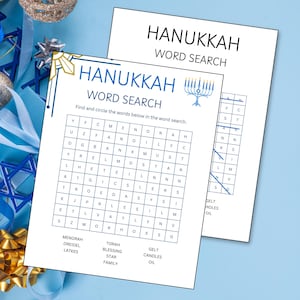Hanukkah Word Search Printable Worksheet Hanukkah Games - Etsy