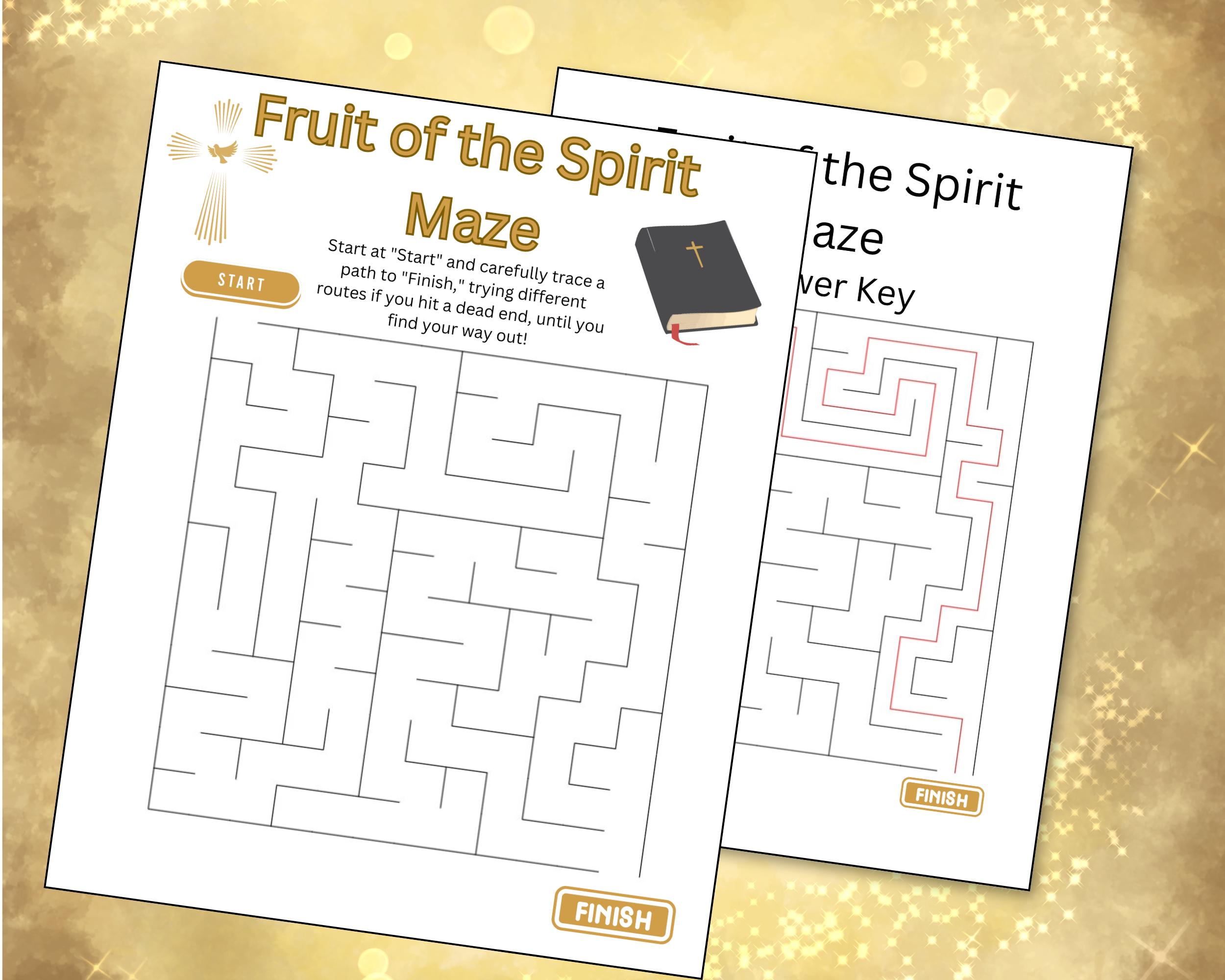 Fruit of the Spirit Maze Printable Worksheet for Kids, Adults, and ...