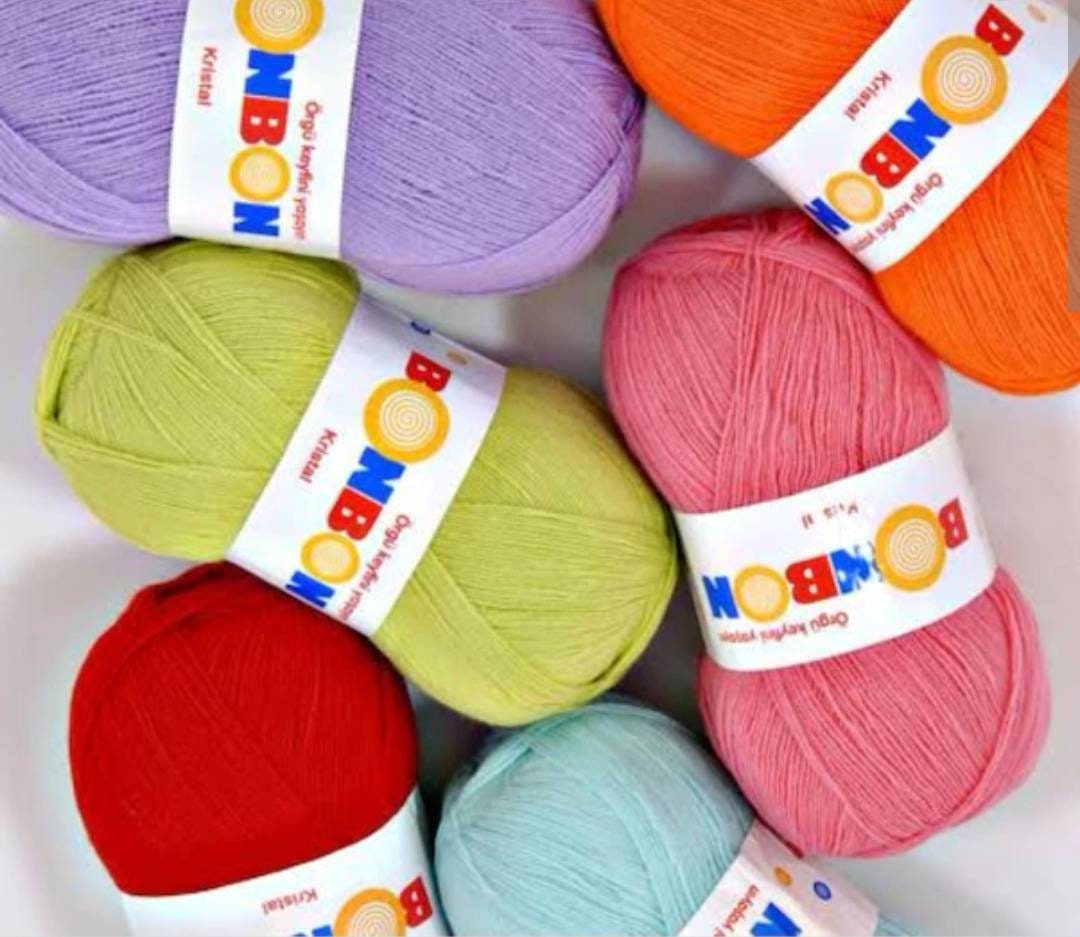 Nako Bonbon Kristal Yarn, Nako Yarn, Bonbon Yarn,bath Puff Crochet Yarn ...