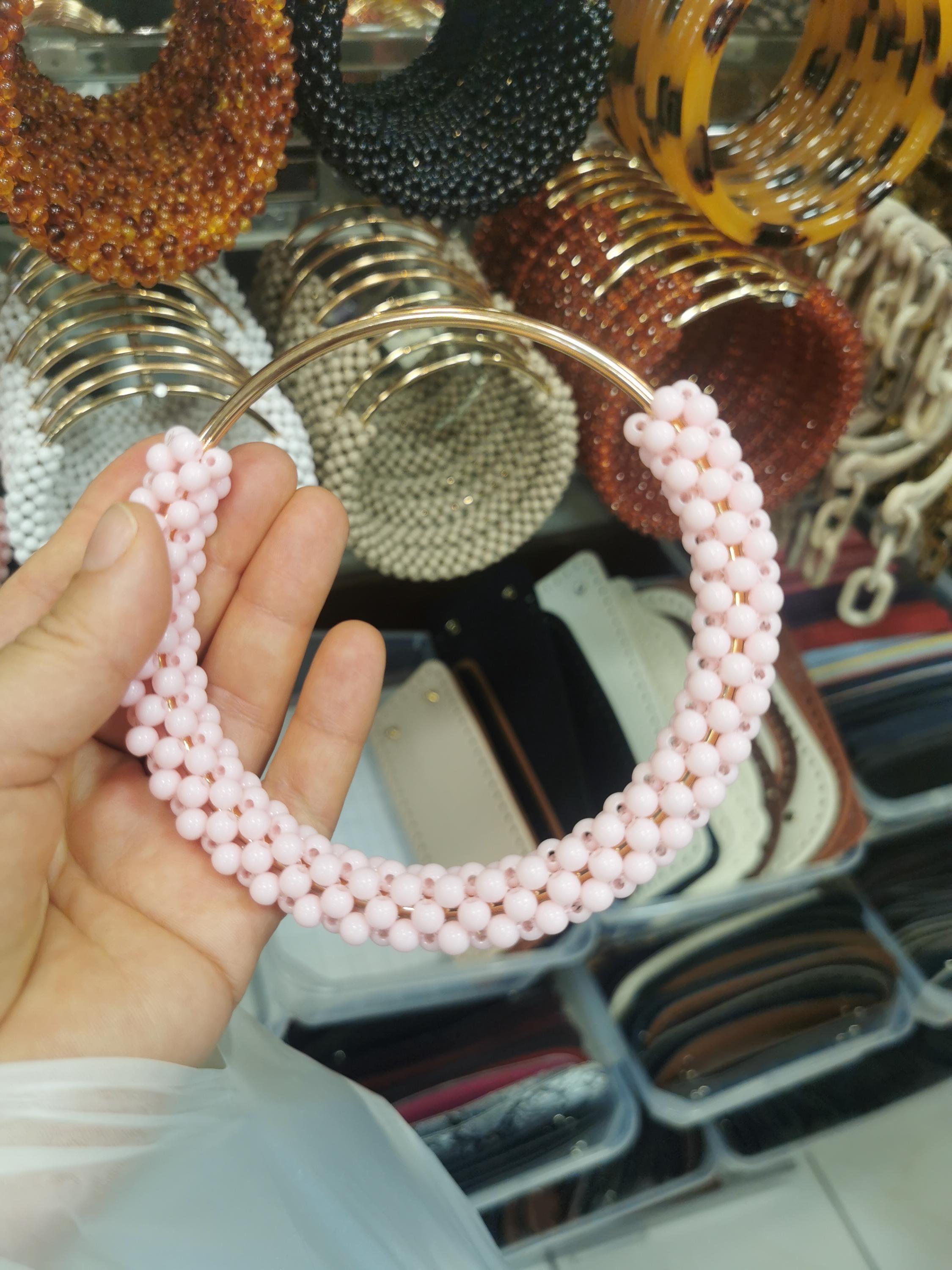 Beaded Bag Handle, A Pair of Round Purse Strap, Handmade Bead Handle ...