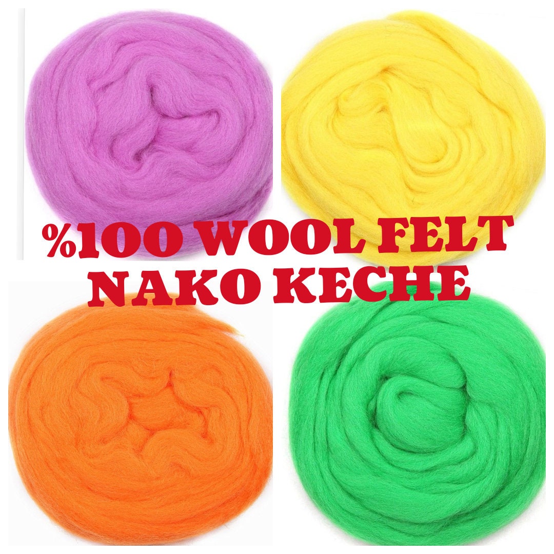 Nako Keche, Wool Felt, Felting, 50 Gr Choose Color %100 Wool Felt, Dıy ...