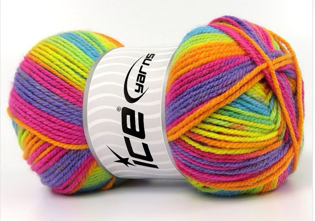 Rainbow Batik Yarn Acyrlic Multicolor Yarn / 90gr 250mt./ Hand Knitting ...