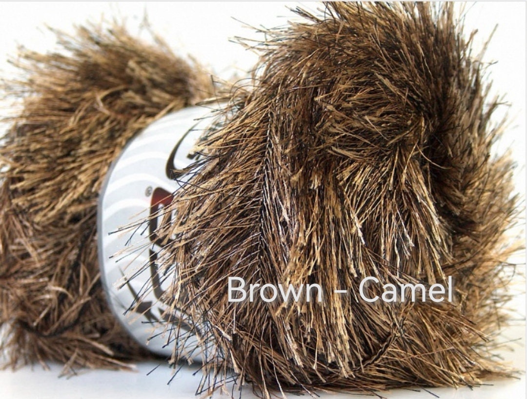 Brown Camel /light Camel Eyelash Yarn / Ice Yarns Fun Fur /100gr 150 Mt ...