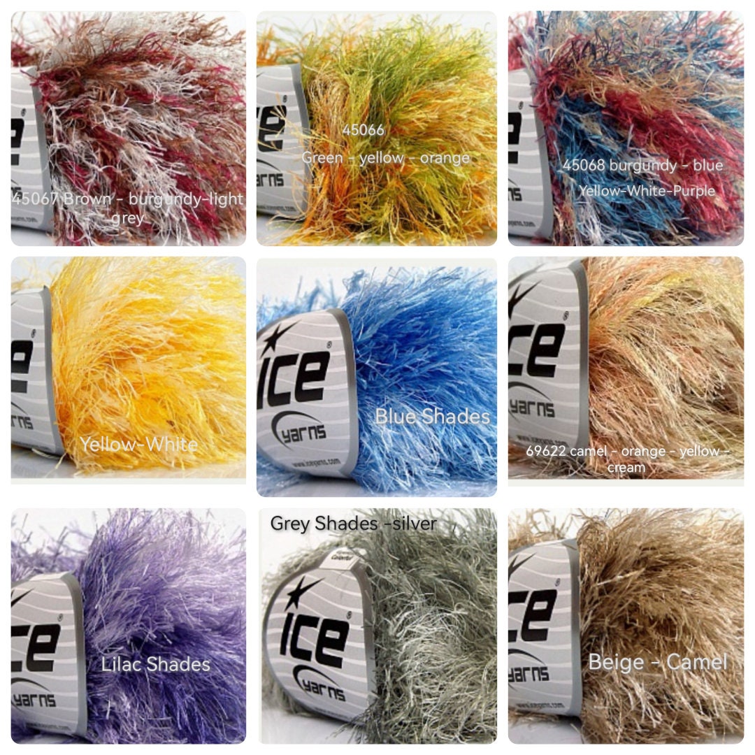 Long Colorful Eyelash Yarn / Ice Yarns Fun Fur 50 Gram /faux Fur Yarn ...