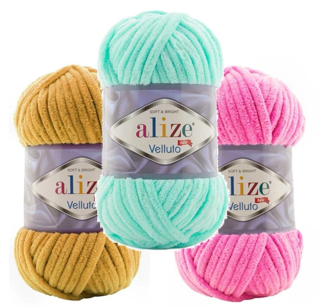 Alize Velluto Yarn 100gr, 68mt Yarn Velvet Chenille Chunky Plush Fleece ...
