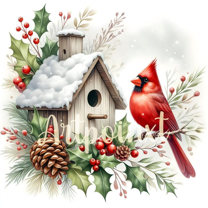 Winter Cardinal Bird Clipart | Set of 14 | High Quality 300 DPI Jpegs ...