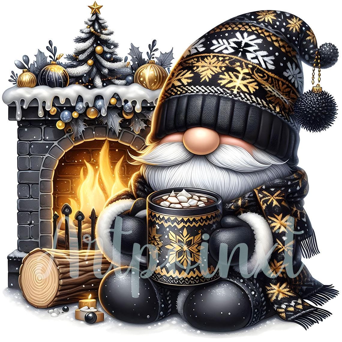 Christmas Gnome Fireplace Clipart | Set of 31 | High Quality 300 DPI ...