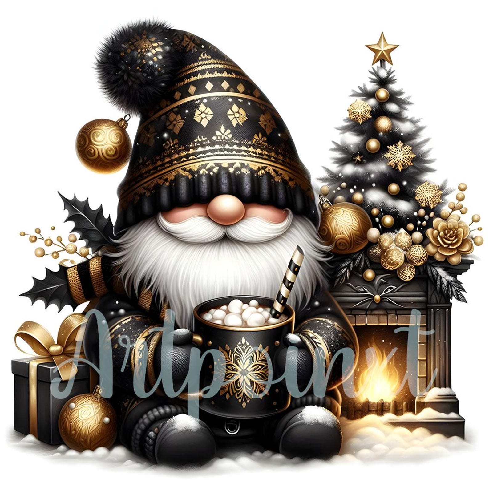 Christmas Gnome Fireplace Clipart | Set of 31 | High Quality 300 DPI ...