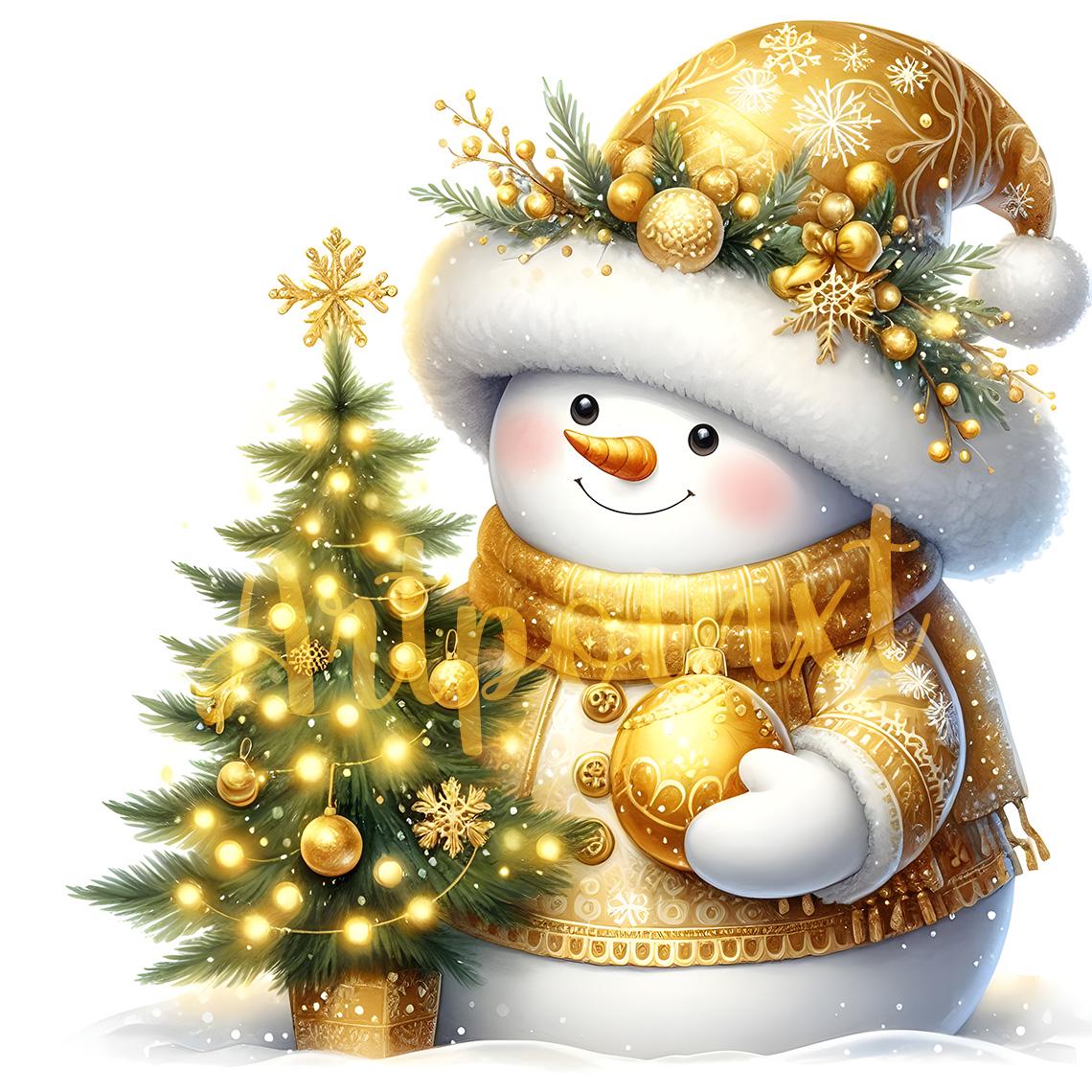Gold Snowman Clipart | Set of 21 | High Quality 300 DPI Jpegs | Gold ...