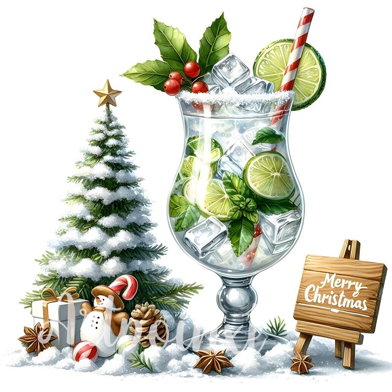 Christmas Cocktail Clipart Set of 29 High Quality 300 DPI Jpegs Holiday ...