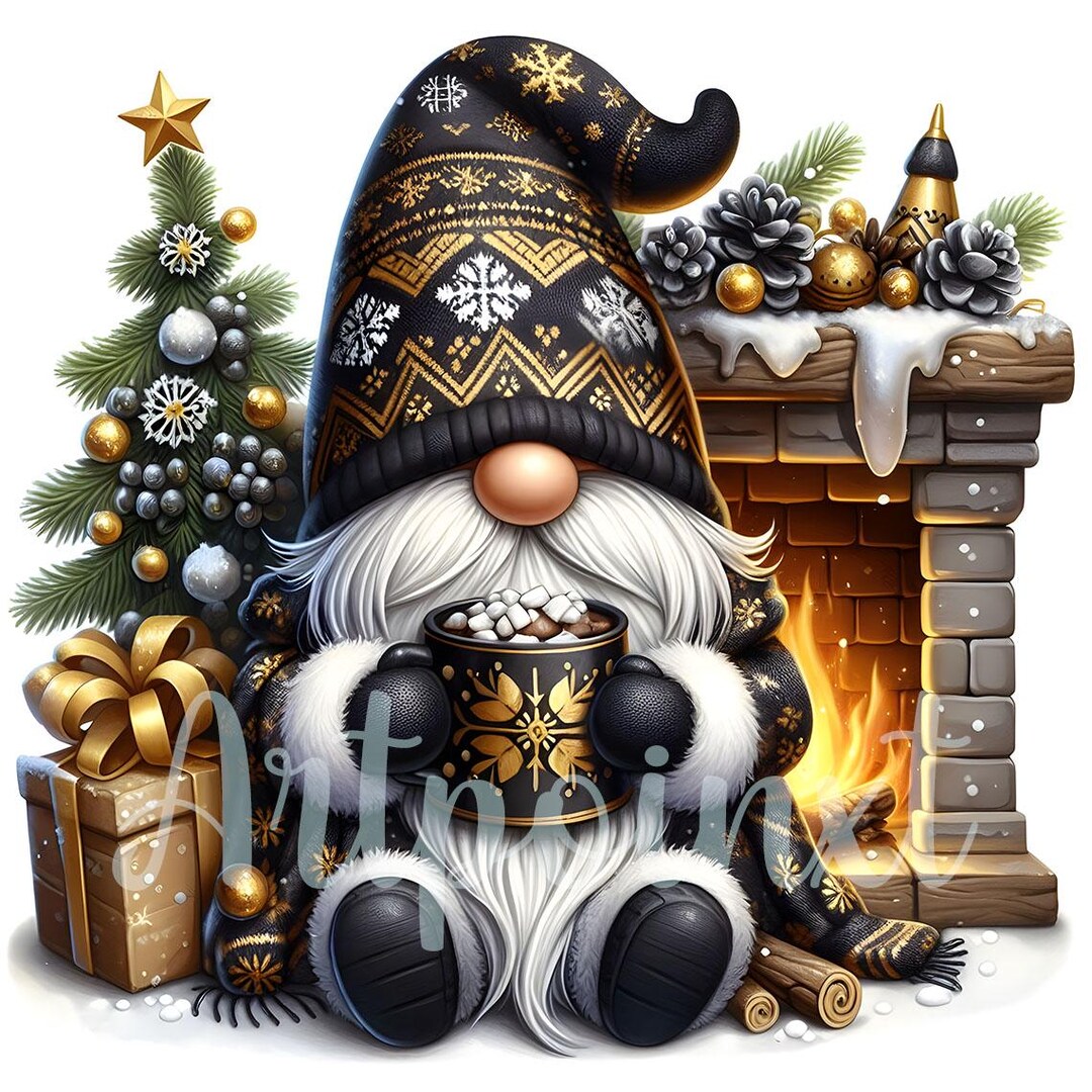 Christmas Gnome Fireplace Clipart | Set of 31 | High Quality 300 DPI ...