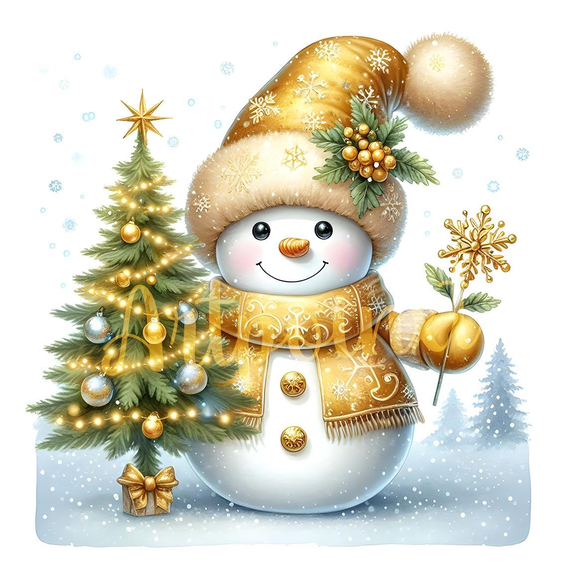 Gold Snowman Clipart | Set of 21 | High Quality 300 DPI Jpegs | Gold ...