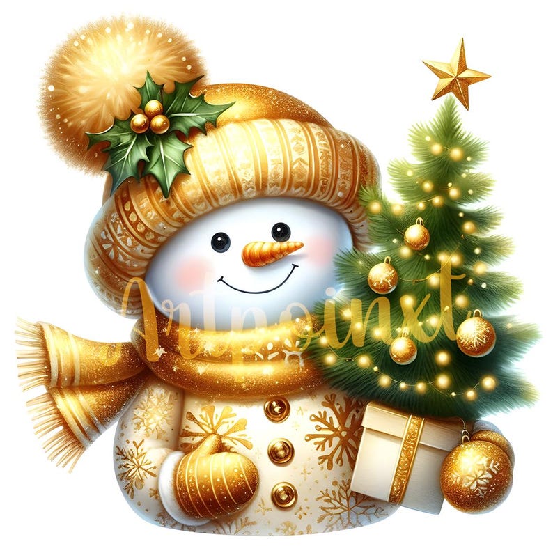 Gold Snowman Clipart | Set of 21 | High Quality 300 DPI Jpegs | Gold ...