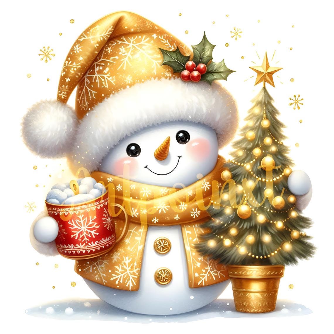 Gold Snowman Clipart | Set of 21 | High Quality 300 DPI Jpegs | Gold ...