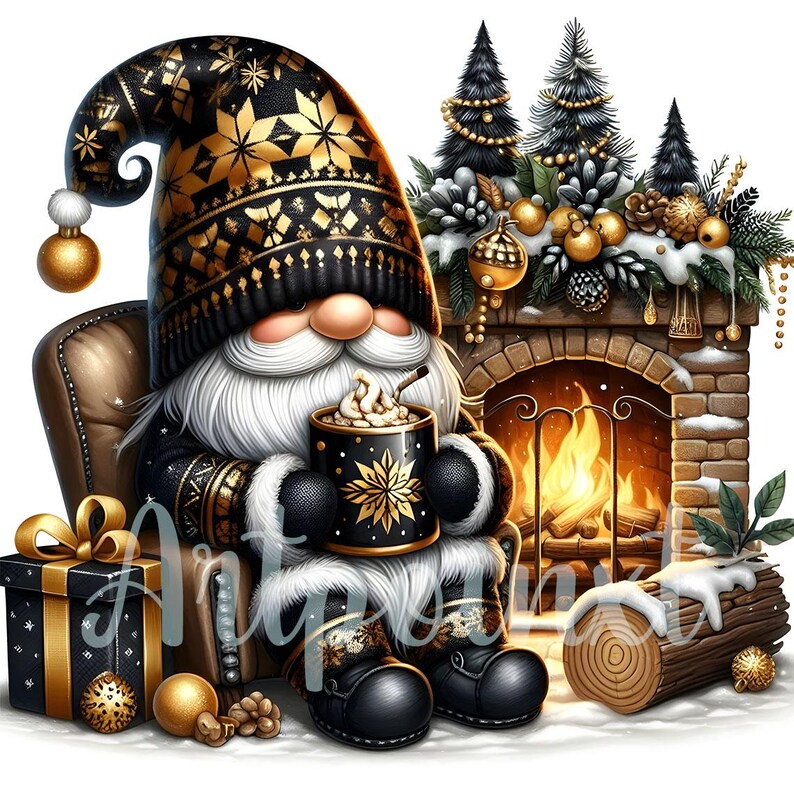 Christmas Gnome Fireplace Clipart | Set of 31 | High Quality 300 DPI ...