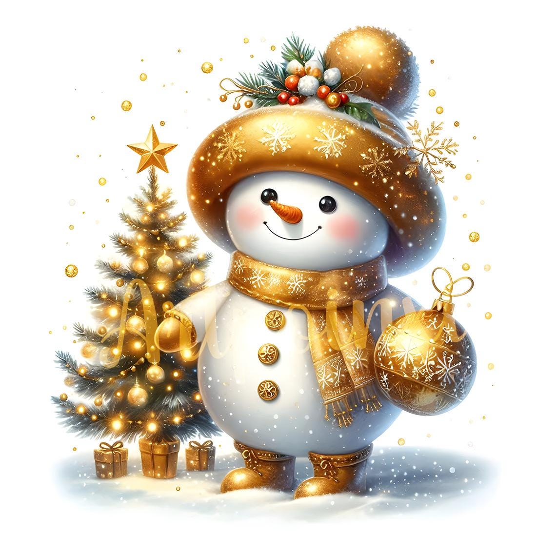 Gold Snowman Clipart | Set of 21 | High Quality 300 DPI Jpegs | Gold ...