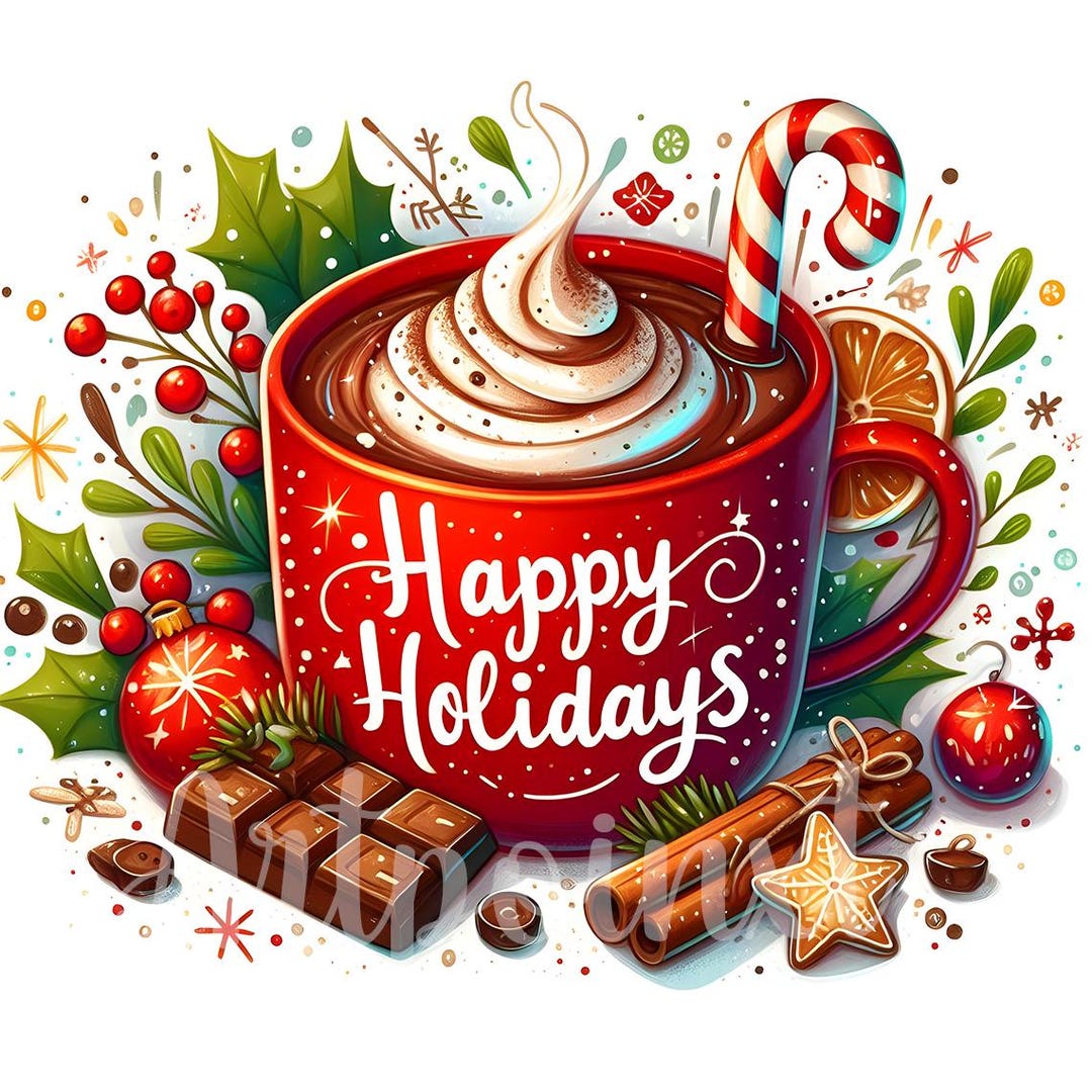 Christmas Hot Cocoa Clipart Set | 30 Jpgs | Xmas Mug Designs | Digital ...