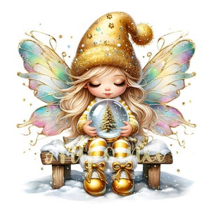 Winter Gold Fairy Clip Art 22 High Res Watercolor Jpgs for Scrapbook ...