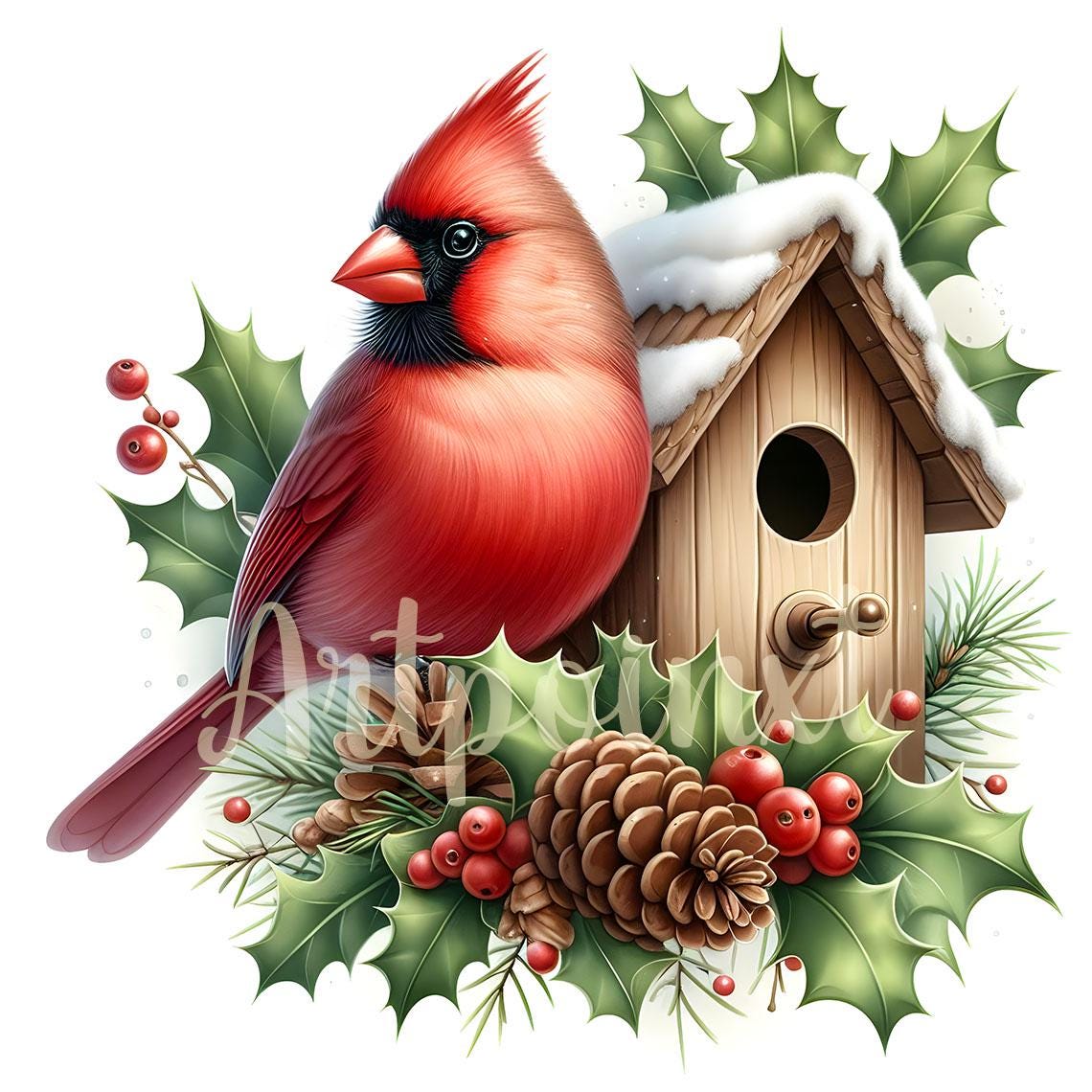 Winter Cardinal Bird Clipart | Set of 14 | High Quality 300 DPI Jpegs ...